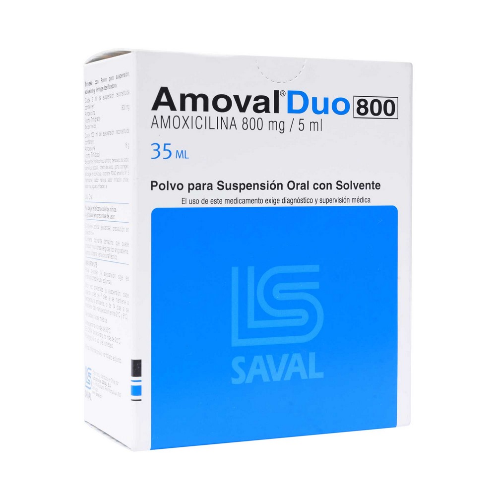 Amoval Duo Amoxicilina 800 mg/5mL Suspensión 35 mL | Cruz Verde