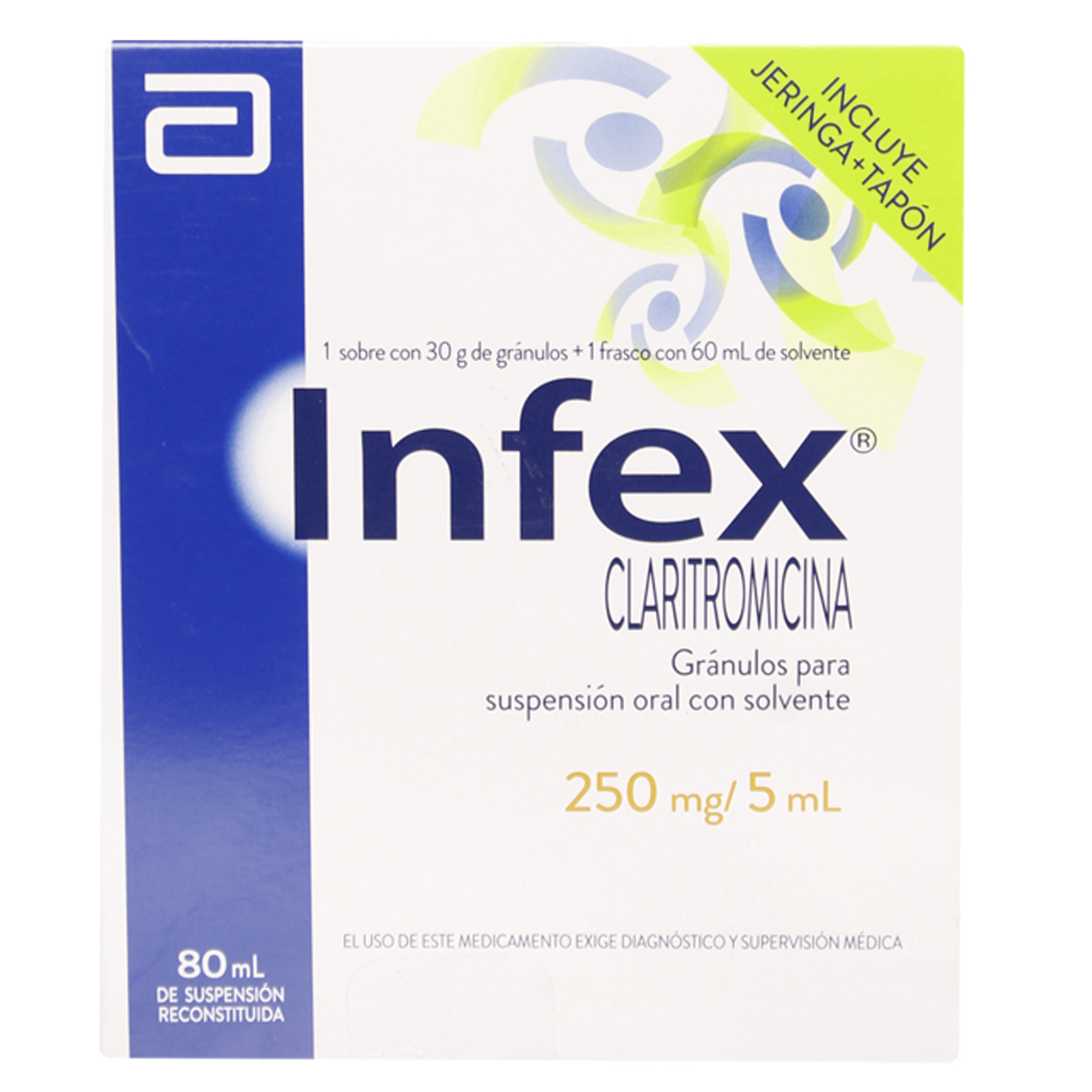 Infex Claritromicina 250 mg/5ml Suspensión 80 mL | Cruz Verde