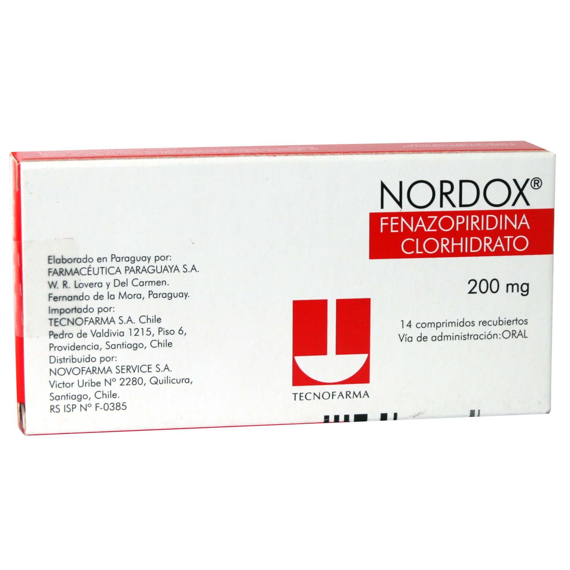 Nordox Fenilazodiaminopiridina 200 mg 14 Comprimidos | Cruz Verde