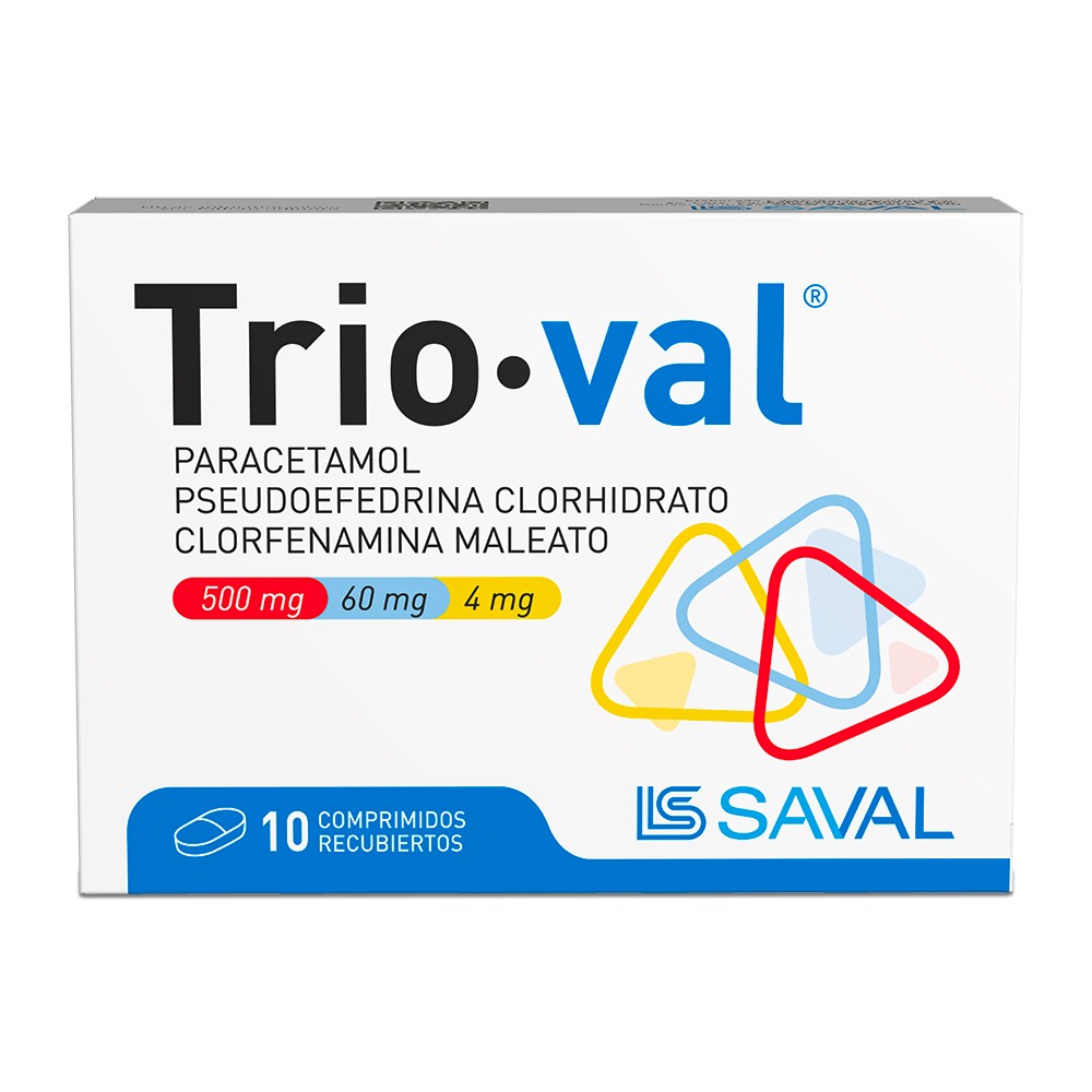 Trio-Val Pseudoefedrina 60 mg 10 Comprimidos | Cruz Verde
