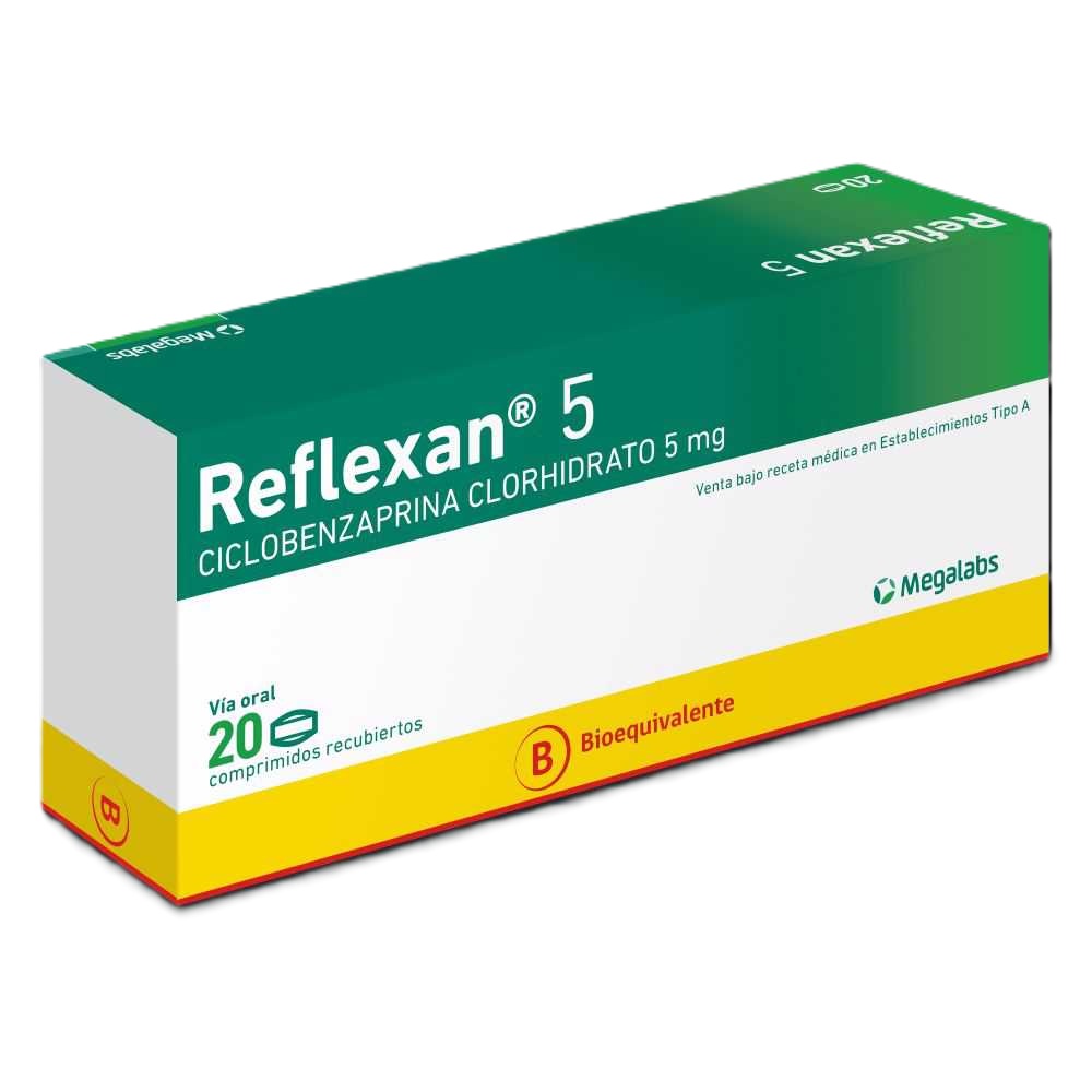 Reflexan Ciclobenzaprina 5 mg 20 Comprimidos Recubierto - FarmaCompara