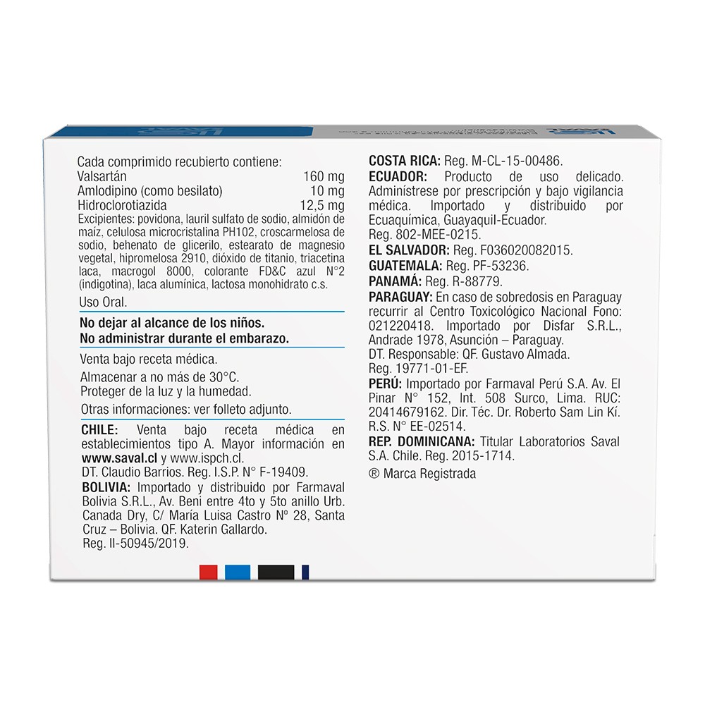 Valaxam-D 160/10/12,5 Valsartan 160 mg 30 Comprimidos Recubiertos ...
