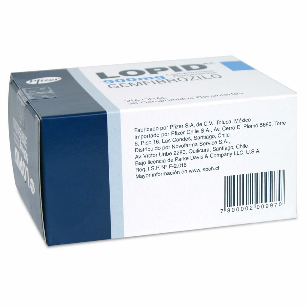 Lopid Gemfibrozilo 900 mg 30 Comprimidos | Cruz Verde