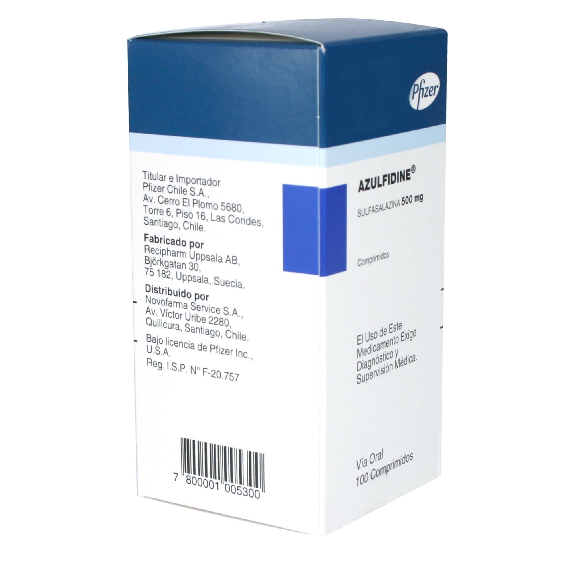 Azulfidine Sulfasalazina 500 mg 100 Comprimidos Ranurado | Cruz Verde