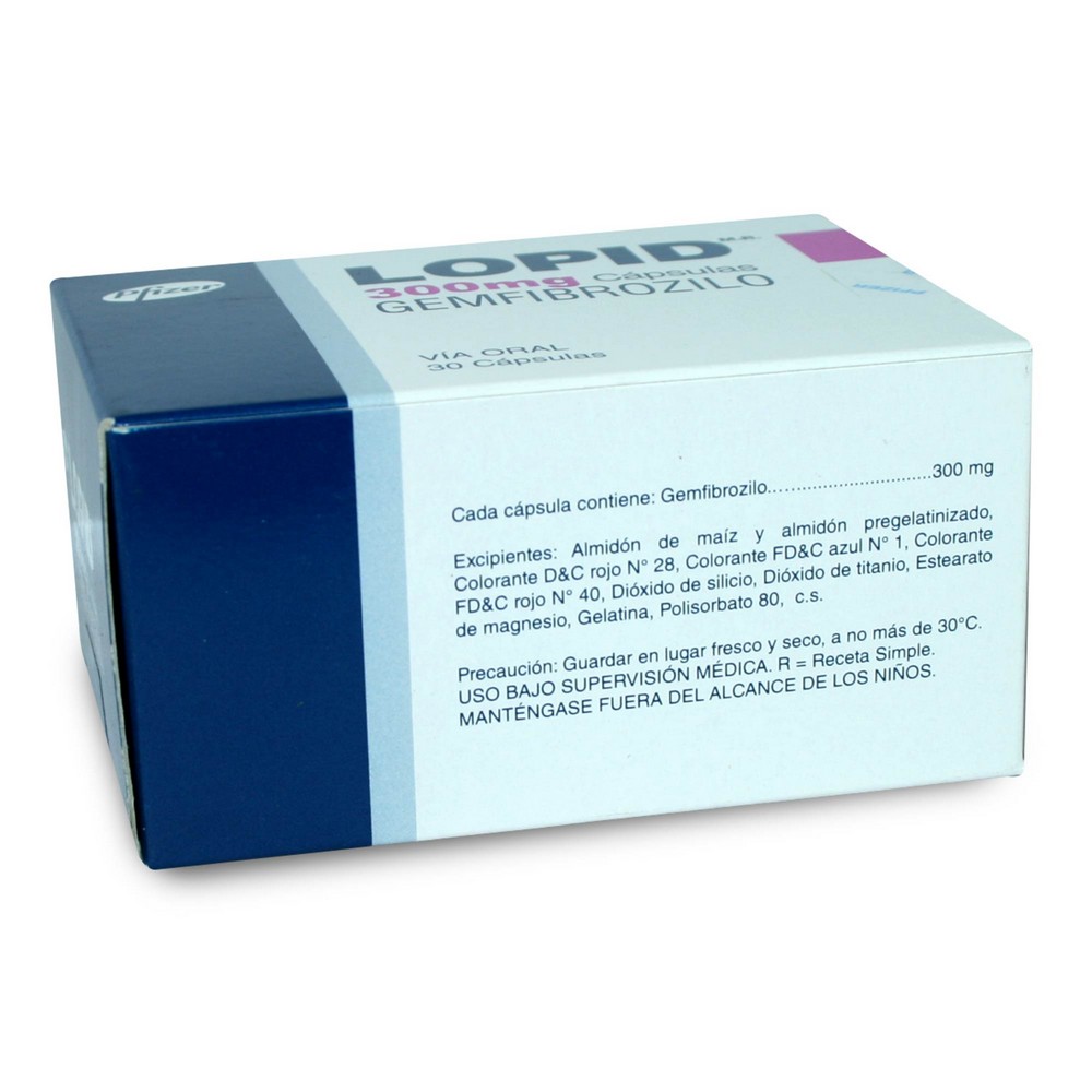 Lopid Gemfibrozilo 300 mg 30 Cápsulas | Cruz Verde
