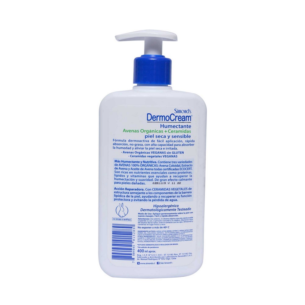 Crema Humectante Dermocream 400 mL | Cruz Verde