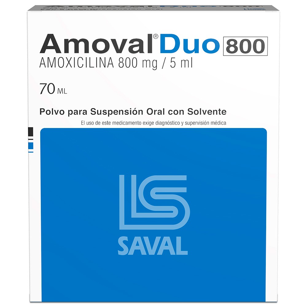 Amoval Duo Amoxicilina 800 mg/5 mL x 70 mL Polvo Para Suspensión Oral ...