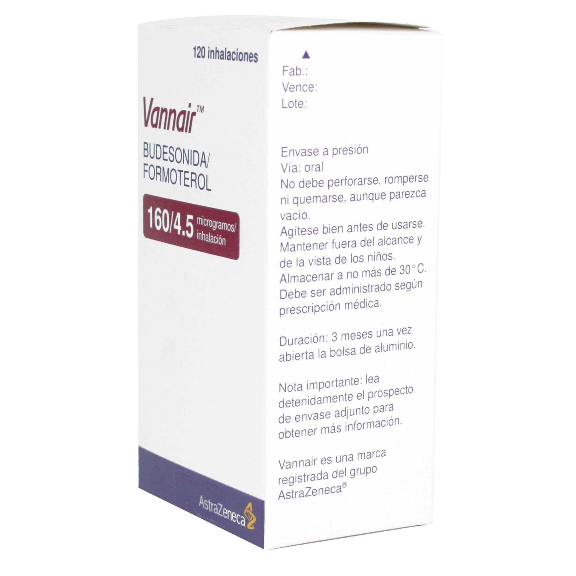 Vannair Budesonida 160 mcg Inhalador Bucal 120 Dosis | Cruz Verde