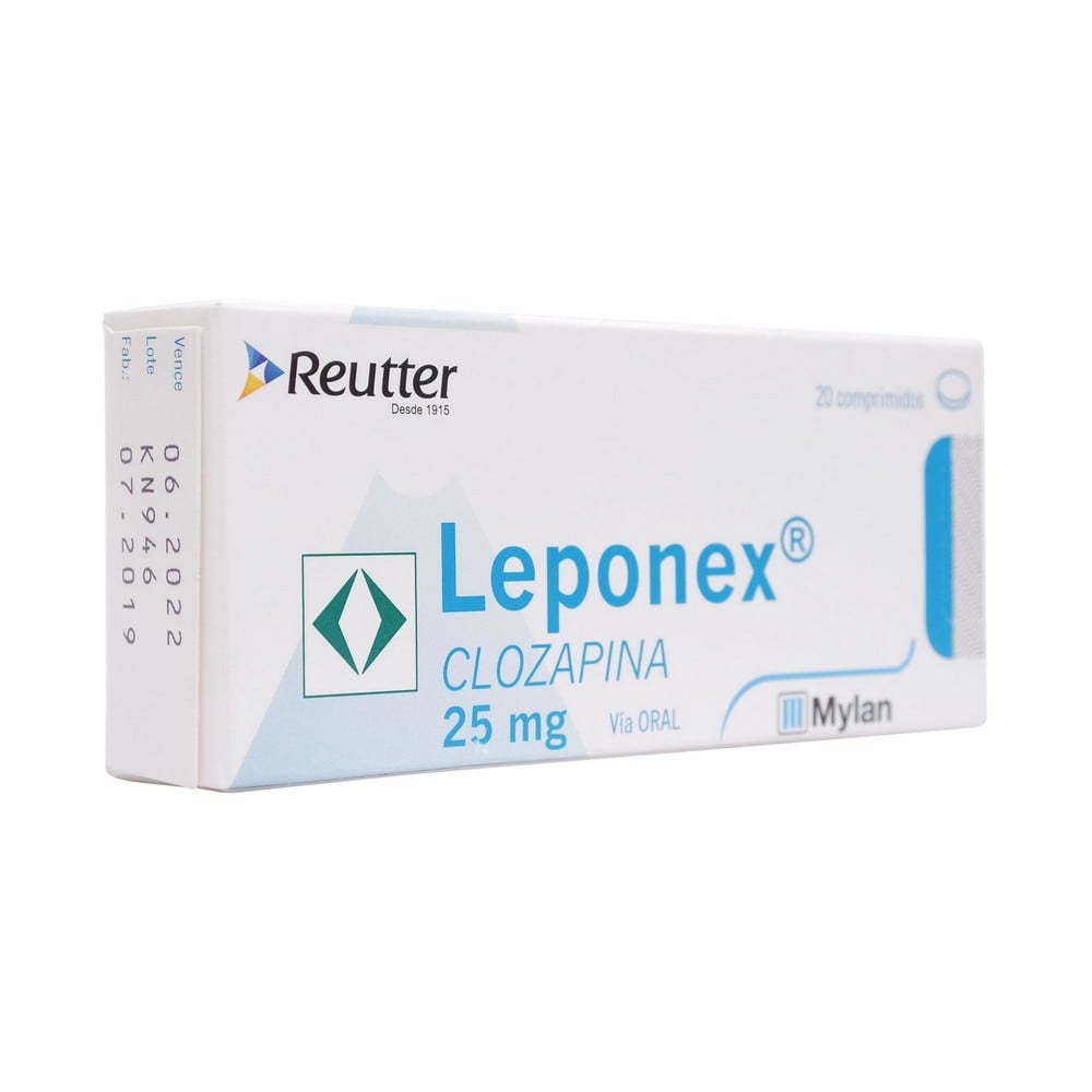 Leponex Clozapina 25 mg 20 Comprimidos | Cruz Verde