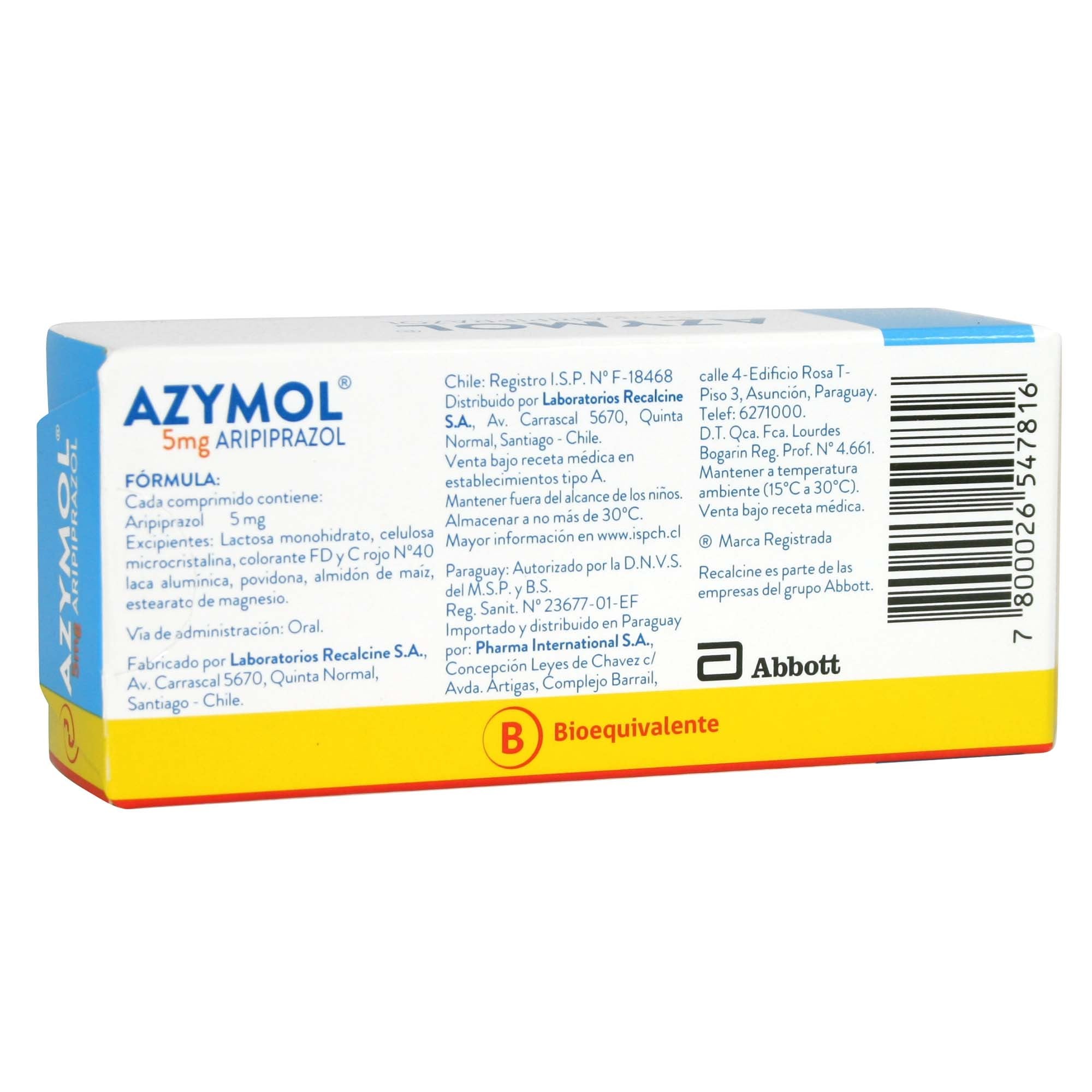 Azymol Aripiprazol 5 mg 30 Comprimidos | Cruz Verde