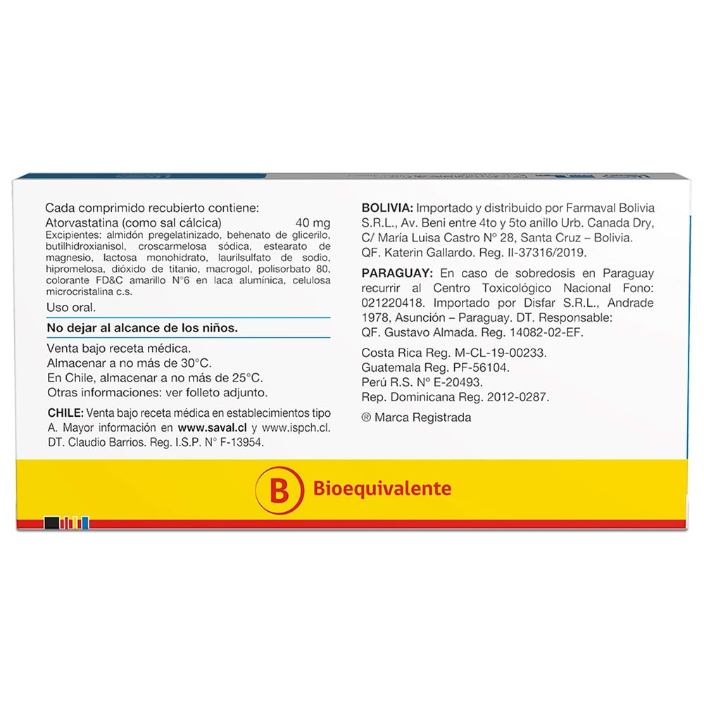 Lowden 40 Atorvastatina 40 mg 30 Comprimidos Recubiertos | Cruz Verde