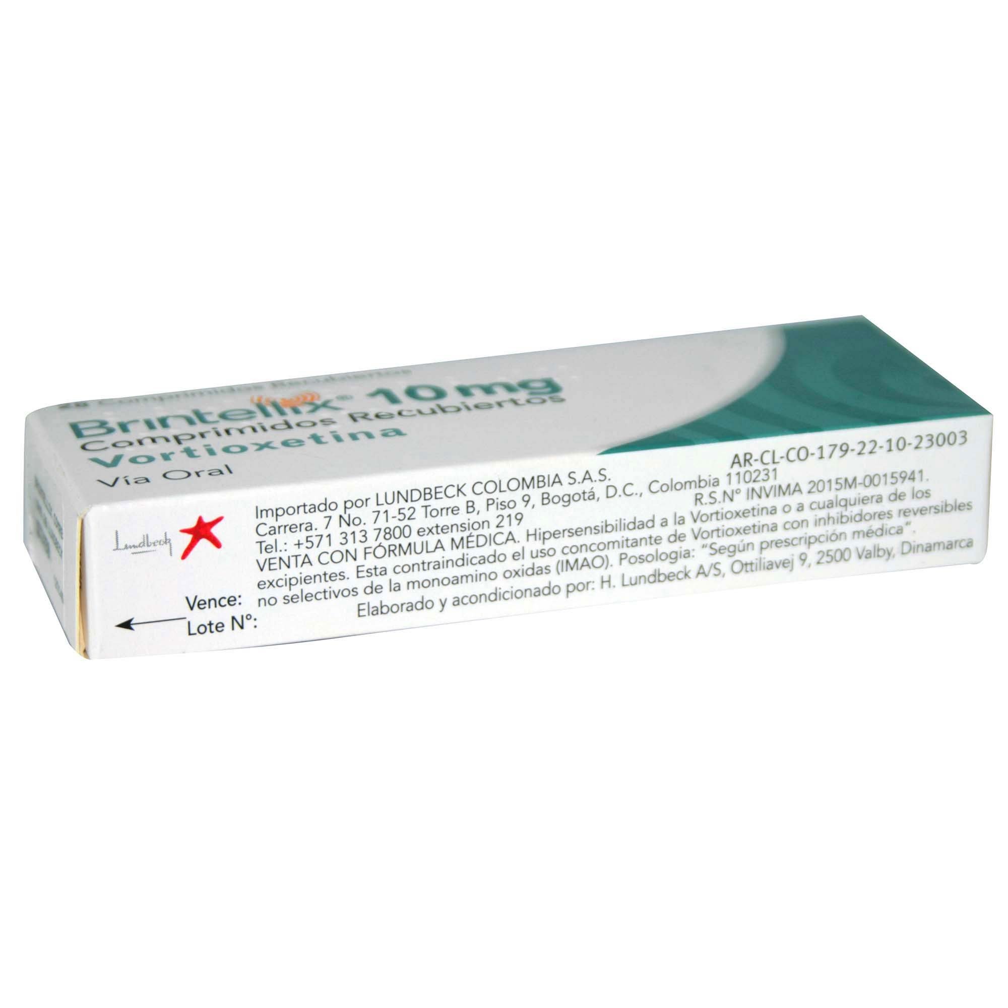 Brintellix Vortioxetina 10 mg 28 Comprimidos Recubierto | Cruz Verde