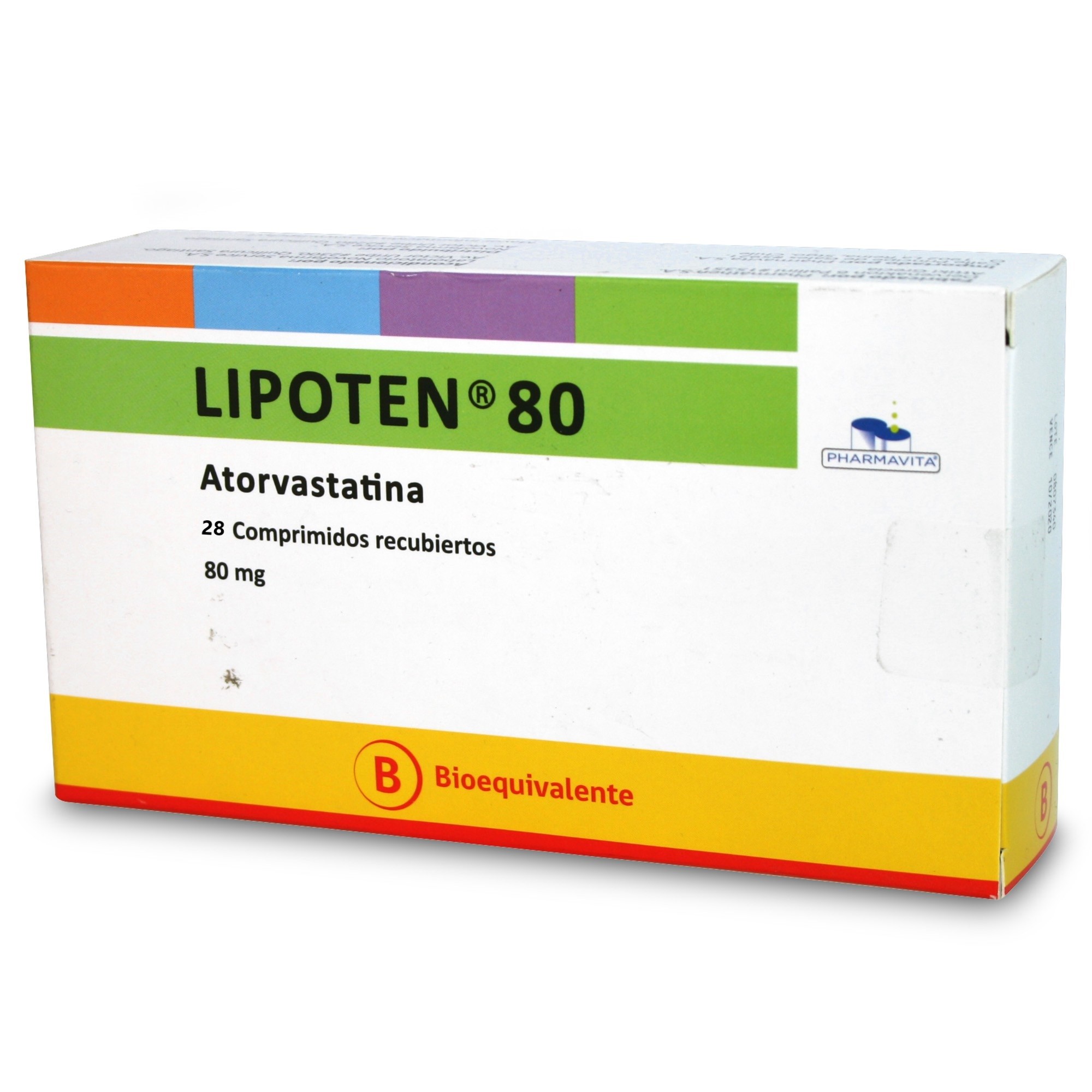 Lipoten Atorvastatina 80 mg 28 Comprimidos Recubiertos | Cruz Verde