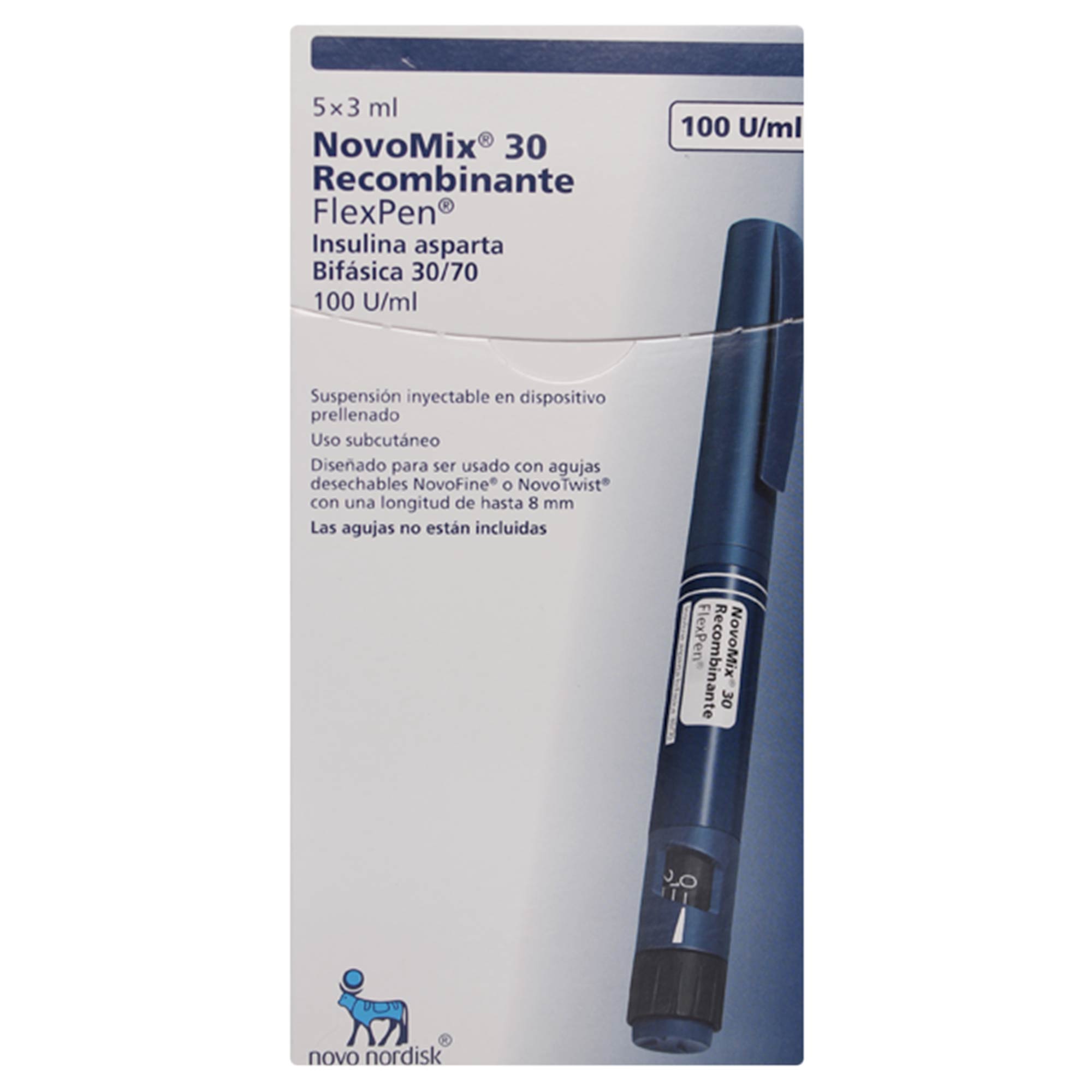 Novomix 30 Ins.Aspartica Soluble 30/70 100u/ml 5 Dispositivos 3 ml ...