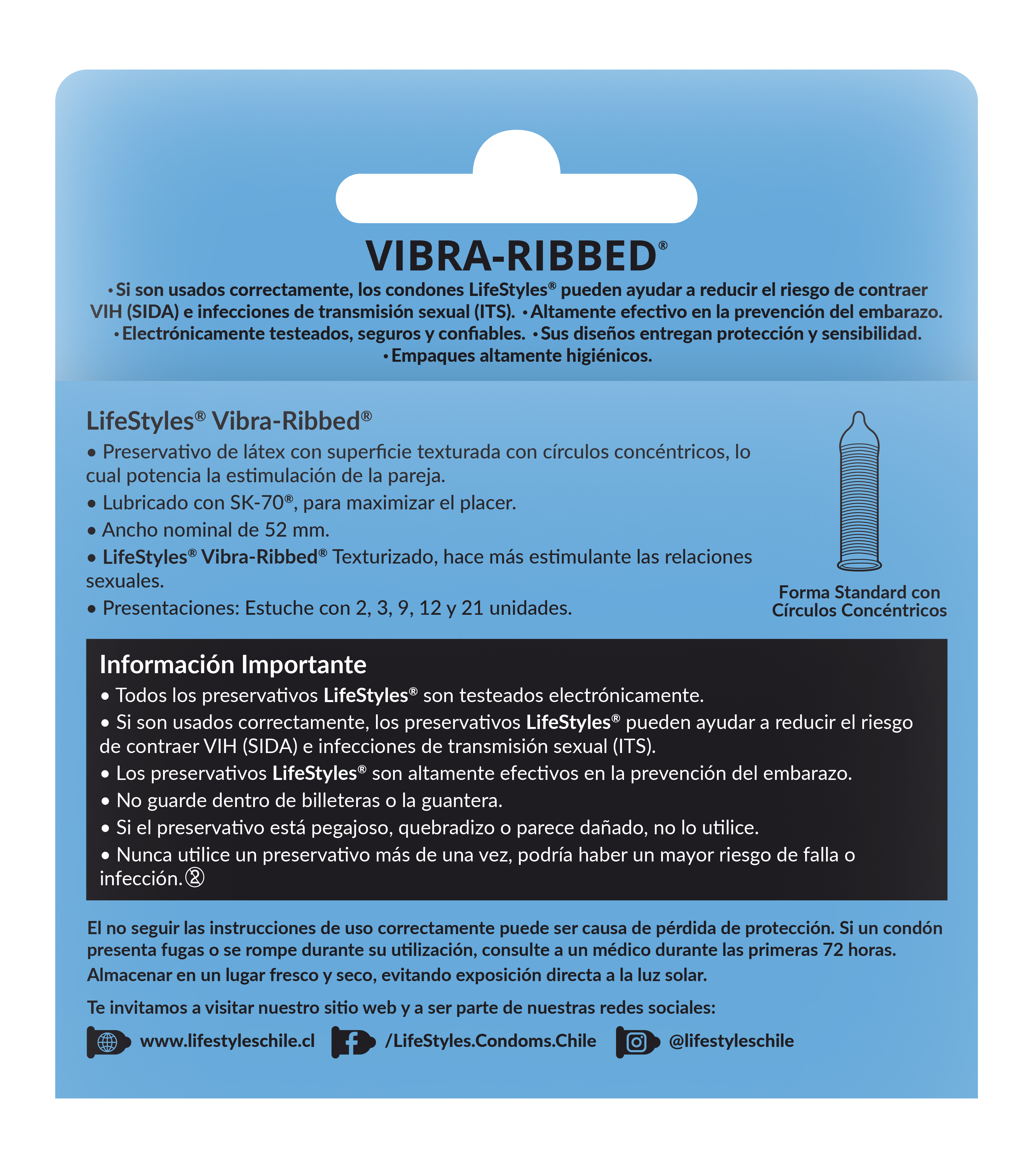 Lifestyles Vibra Ribbed Stimula 9 Unidades | Cruz Verde