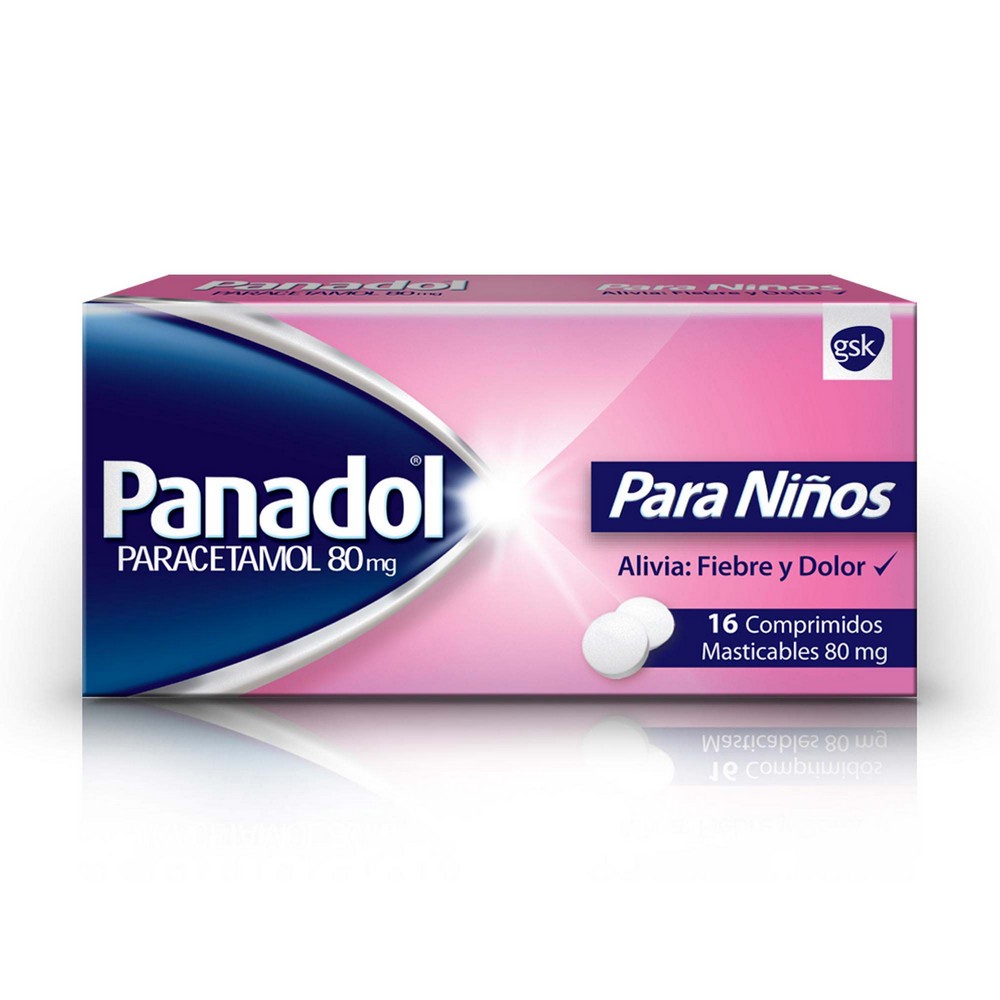 Panadol Pediatrico Paracetamol 80 mg 16 Comprimidos | Cruz Verde