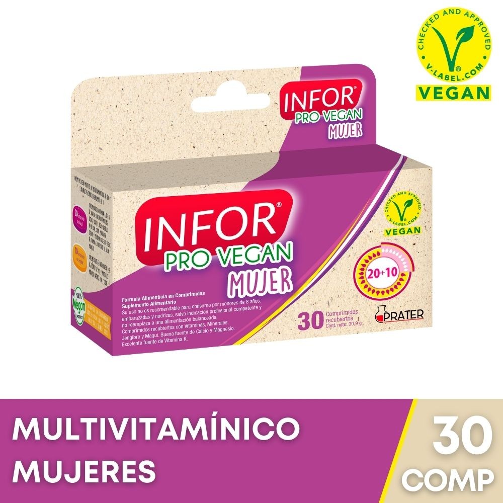 Infor Pro Vegan Mujer Vitaminas 30 Comprimidos | Cruz Verde