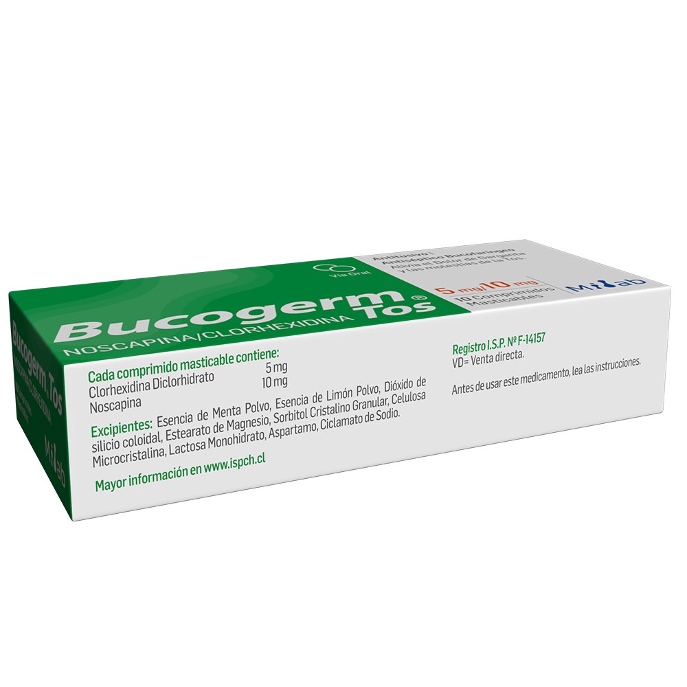 Bucogerm Tos Noscapina 10 mg Clorhexidina 5 mg 10 Comprimidos ...
