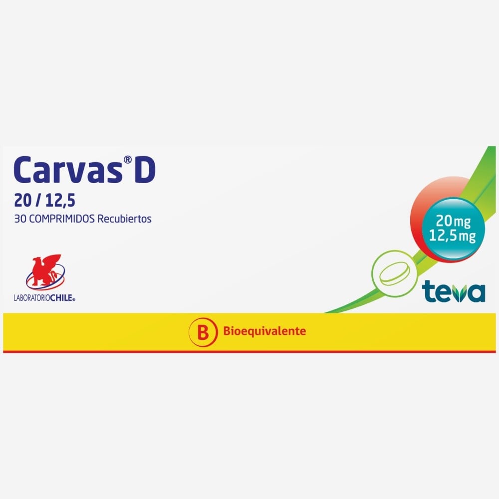 Carvas D 20/12,5 30 Comprimidos Recubiertos | Cruz Verde