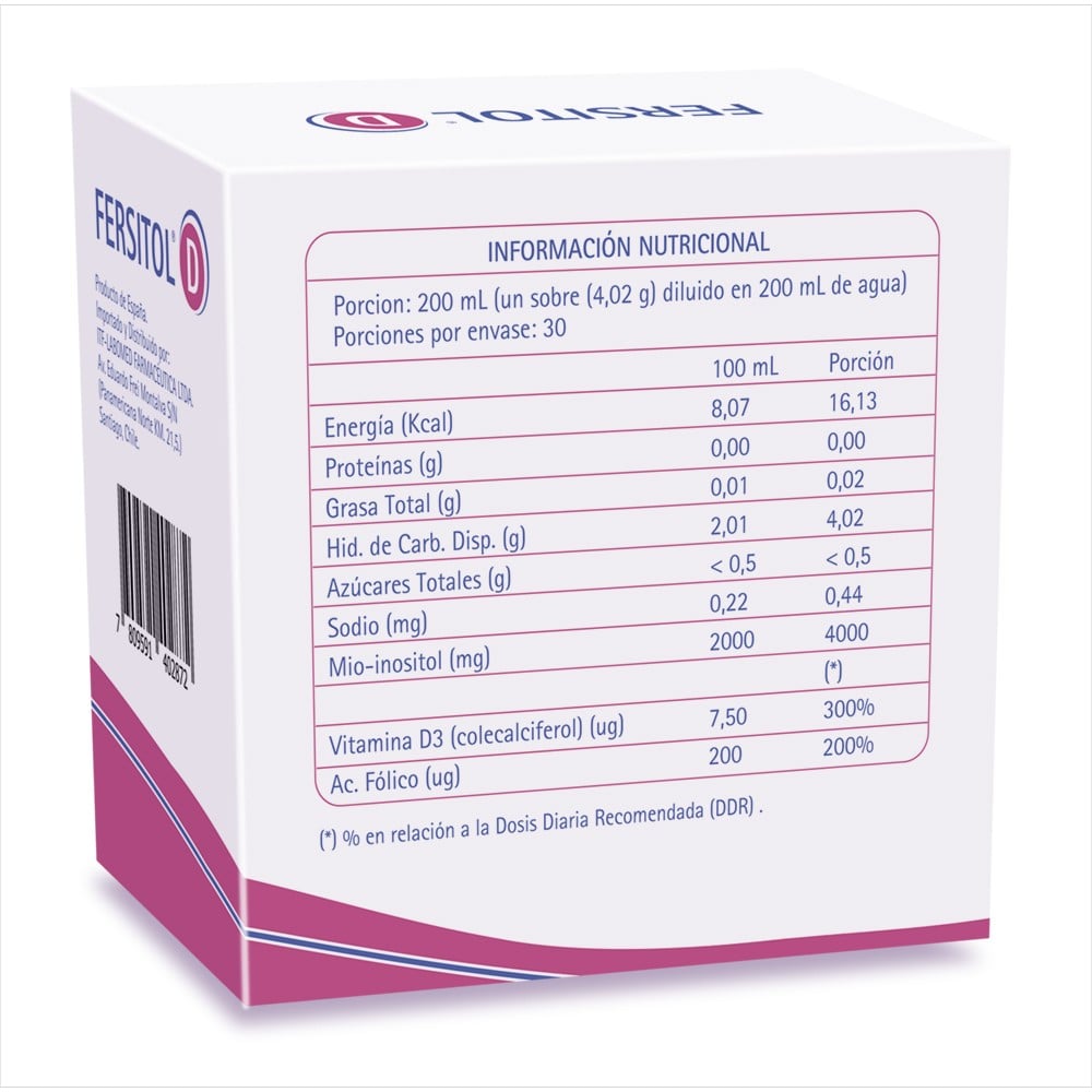 Fersitol D Mio-Inositol 4g Ácido Fólico 200 mg Vitamina D 7,5 µg 30 ...