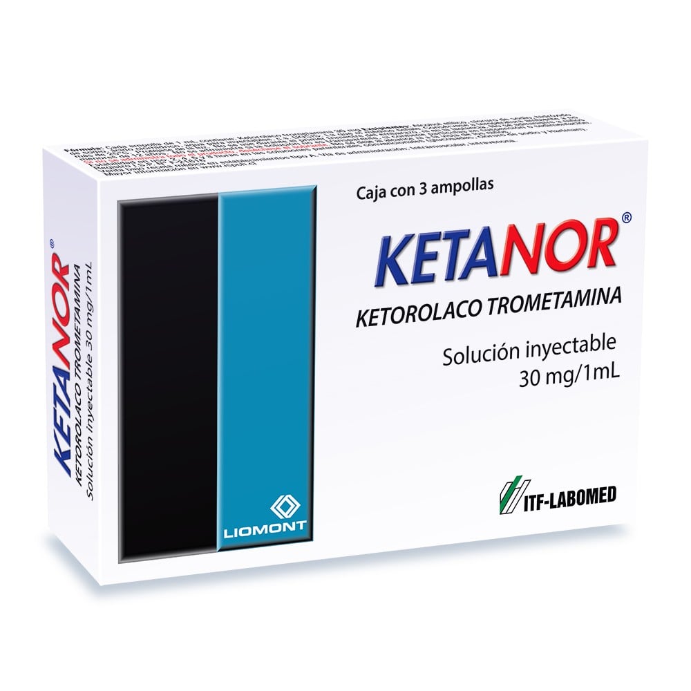 Ketanor Ketorolaco 30mg/ml Inyectable 3 Ampollas - FarmaCompara