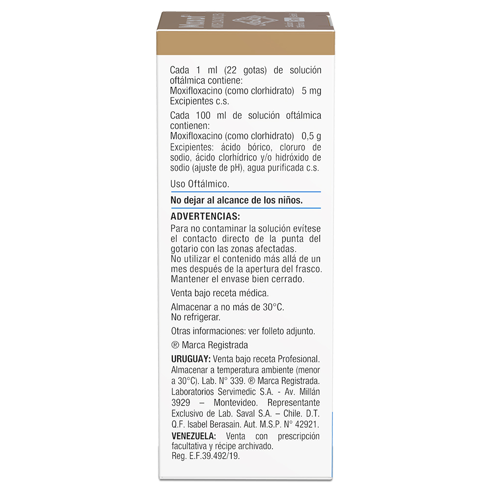 Moxof Moxifloxacino 0,5% Solución Oftálmica 5 mL | Cruz Verde