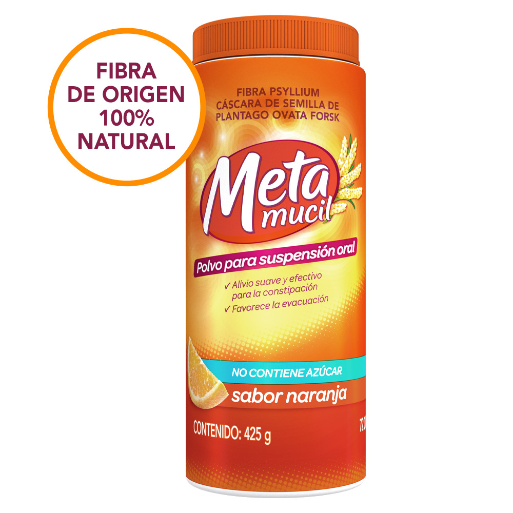 Metamucil Fibra Natural Soluble Sabor Naranja 425 gr