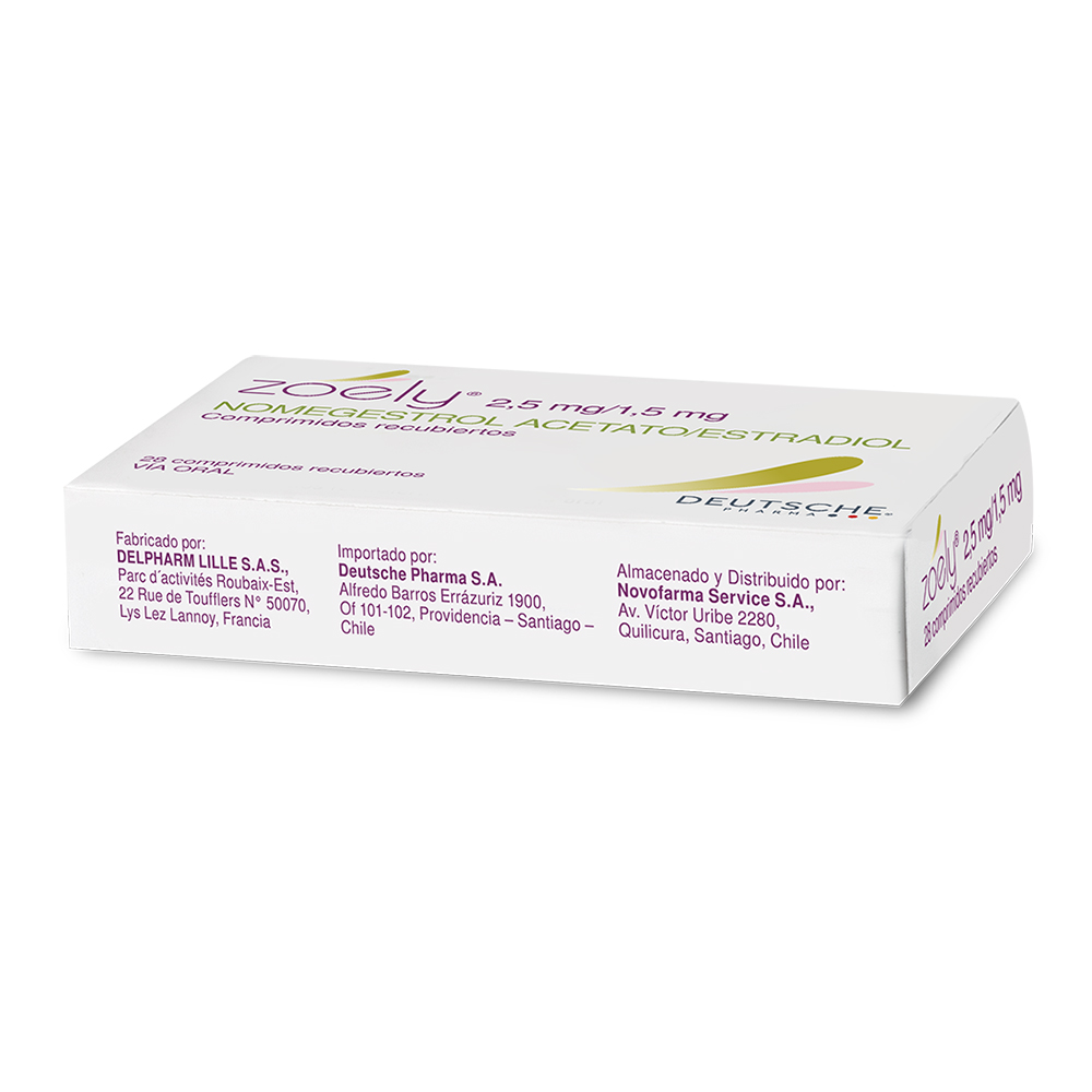 Zoely Nomegestrol Acetato 2,5 mg 28 Comprimidos Recubiertos | Cruz Verde