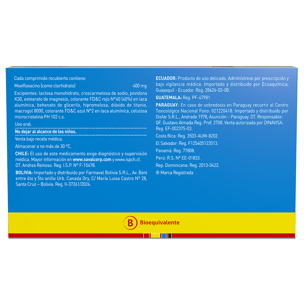 Moxaval Moxifloxacino 400 mg 7 Comprimidos Recubierto | Cruz Verde