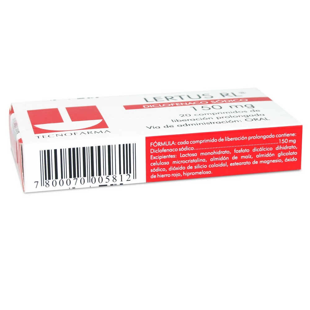 Lertus Diclofenaco Sodico 150 mg 20 Comprimidos | Cruz Verde