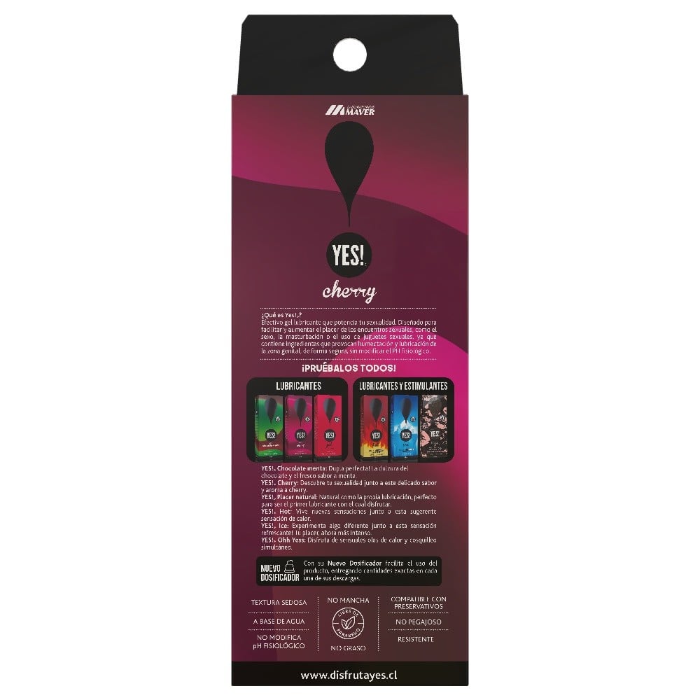 Yes! Gel Lubricante Sexual No Graso Cherry 40 mL | Cruz Verde