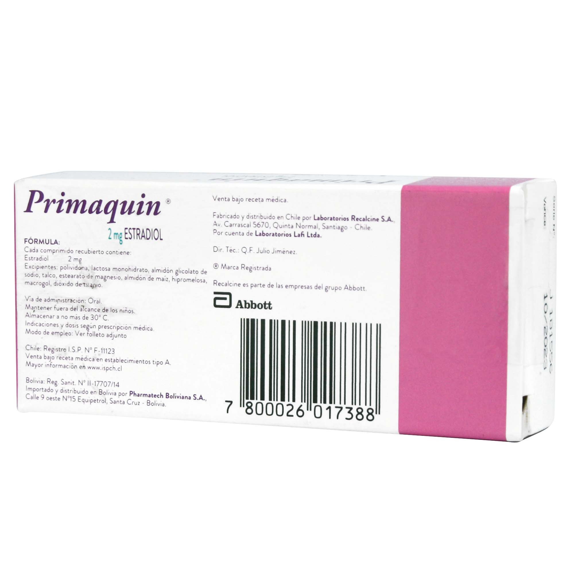 Primaquin Estradiol 2 mg 30 Comprimidos Recubierto | Cruz Verde