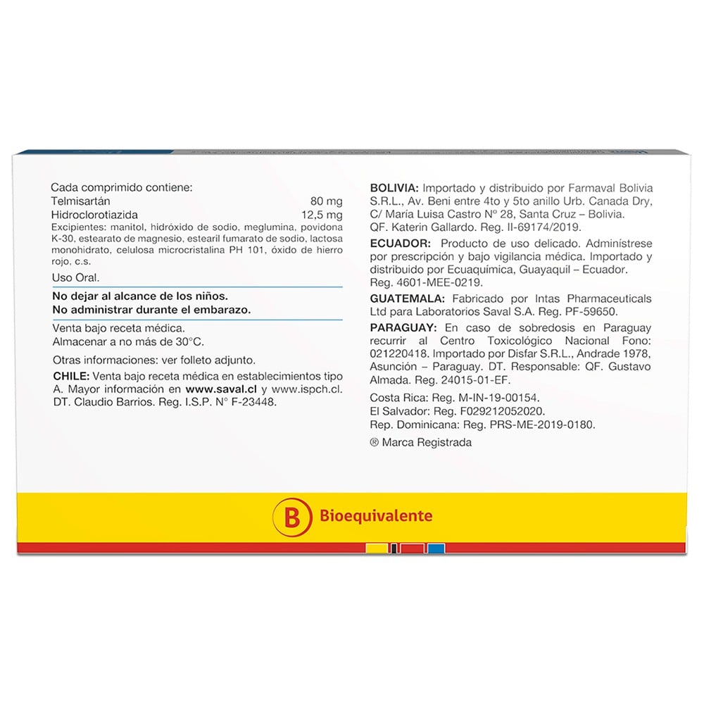 Tellmi-D 80-12,5 Bicapa Telmisartan 30 Comprimidos | Cruz Verde