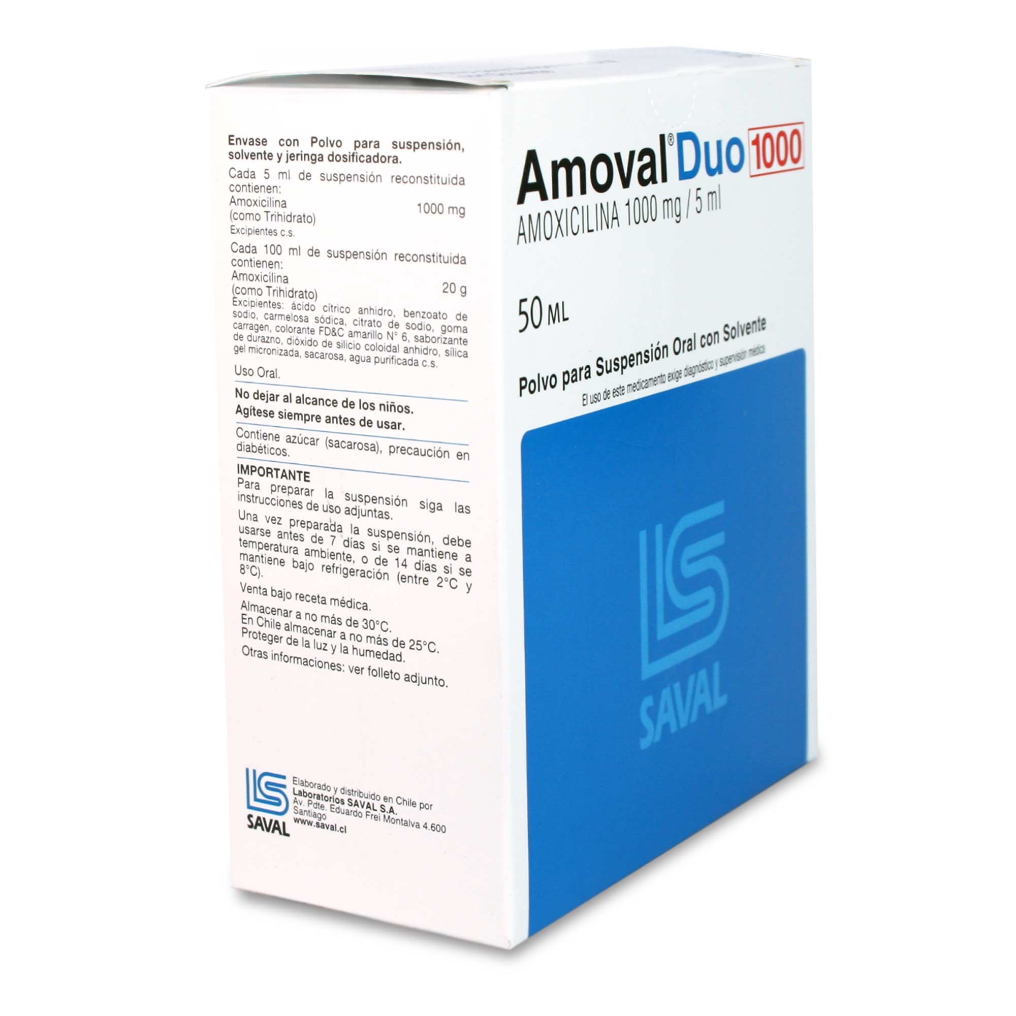 Amoval Amoxicilina 1000 mg/5ml Suspensión 50 mL | Farmacias Cruz Verde