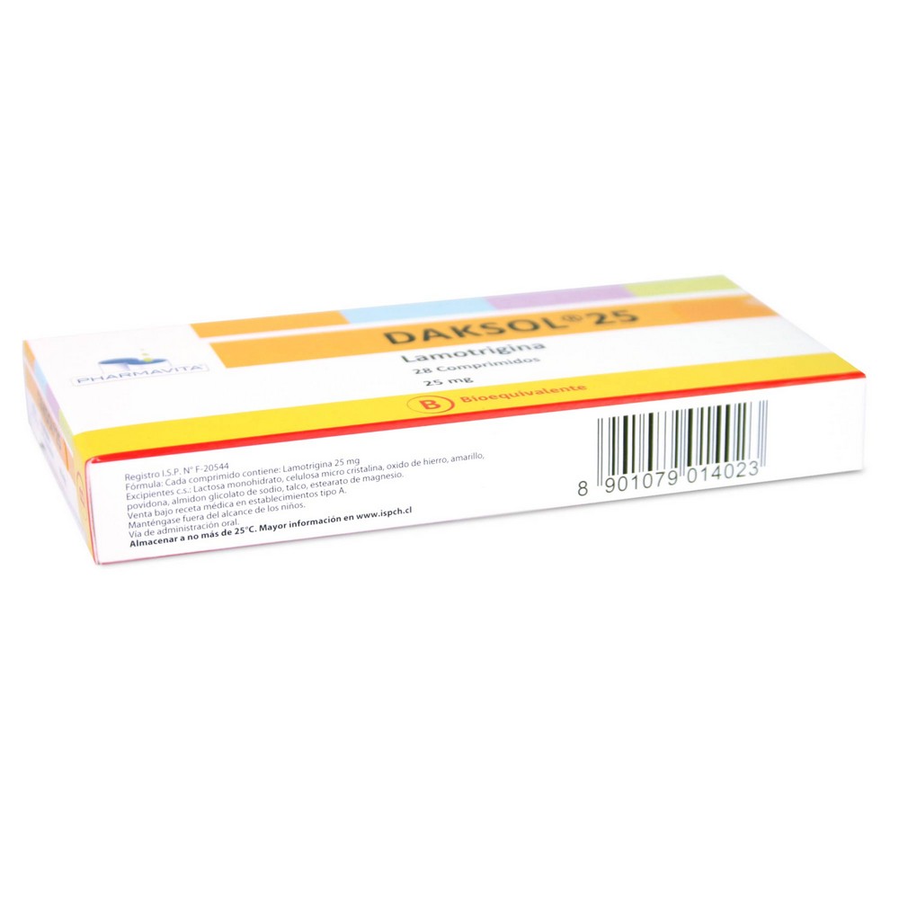 Daksol 25 Lamotrigina 25 mg 28 Comprimidos | Cruz Verde