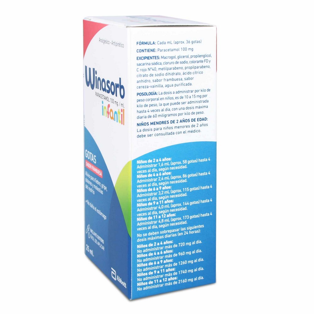 Winasorb Paracetamol 100 mg Gotas 25 mL | Cruz Verde
