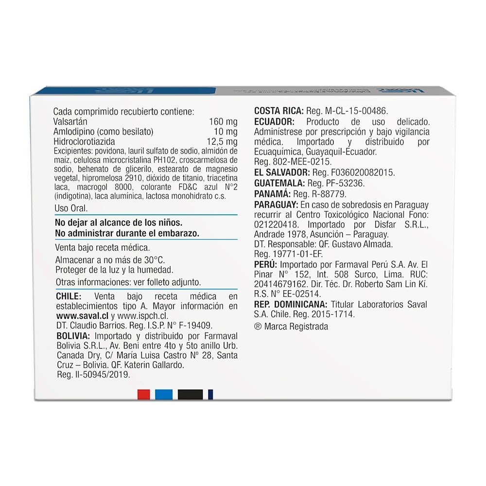 Valaxam-D 160/10/12,5 Valsartan 160 mg 30 Comprimidos Recubiertos ...