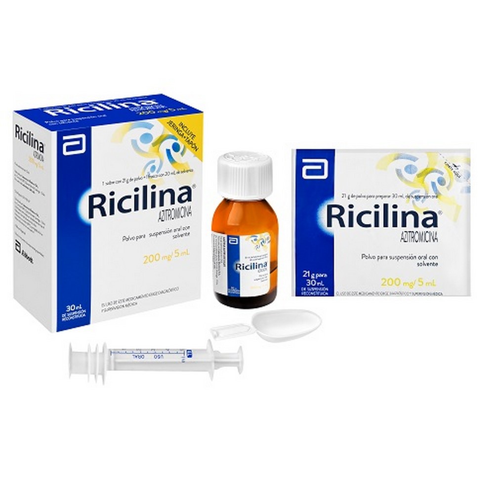 Ricilina Azitromicina 200 mg/5 mL 30 mL + Jeringa + Tapon | Cruz Verde