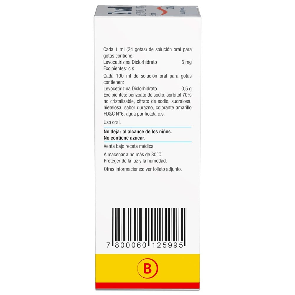 Zival Levocetirizina 5 mg / mL Solución Oral Gotas 20 mL | Cruz Verde