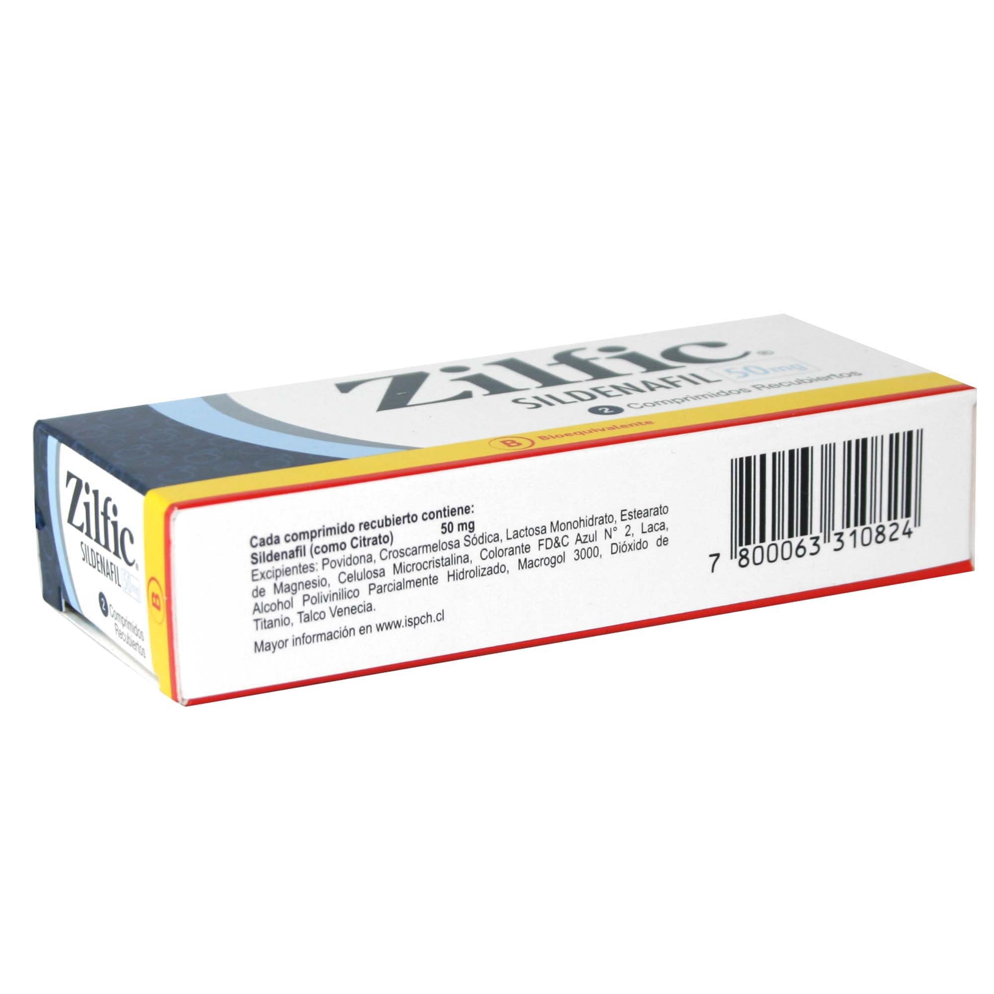 Zilfic Sildenafil 50 mg 2 Comprimidos Recubierto | Cruz Verde