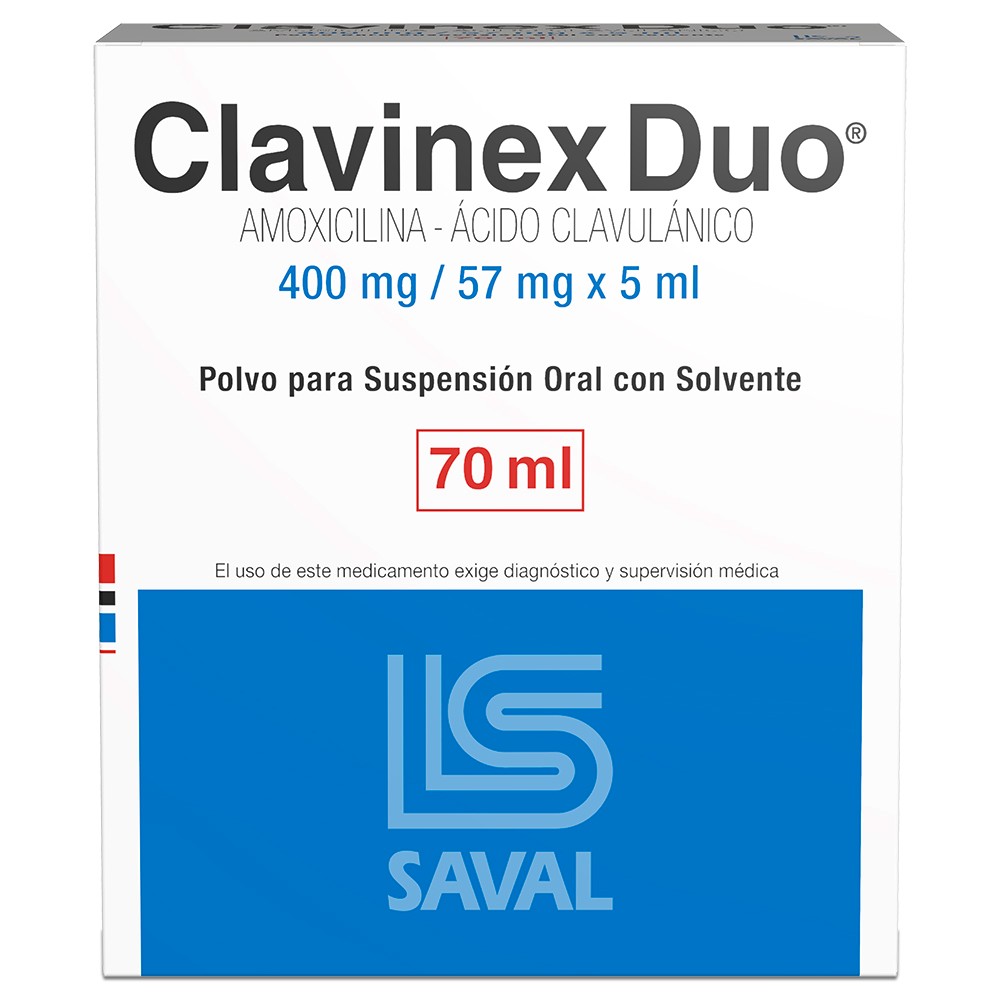 Clavinex Duo Amoxicilina 57 mg Suspensión 70 mL | Cruz Verde