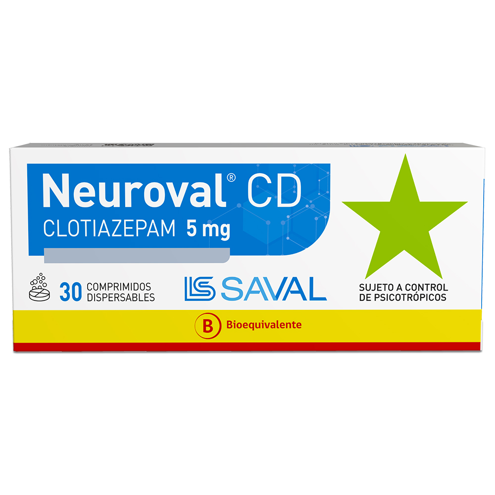 Neuroval CD Clotiazepam 5 mg 30 Comprimidos Dispersable