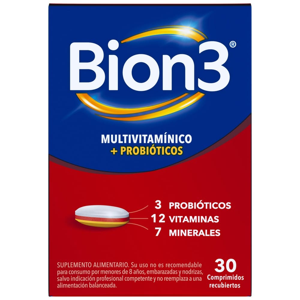Bion 3 Multivitamínico con Probióticos 30 Comprimidos | Cruz Verde