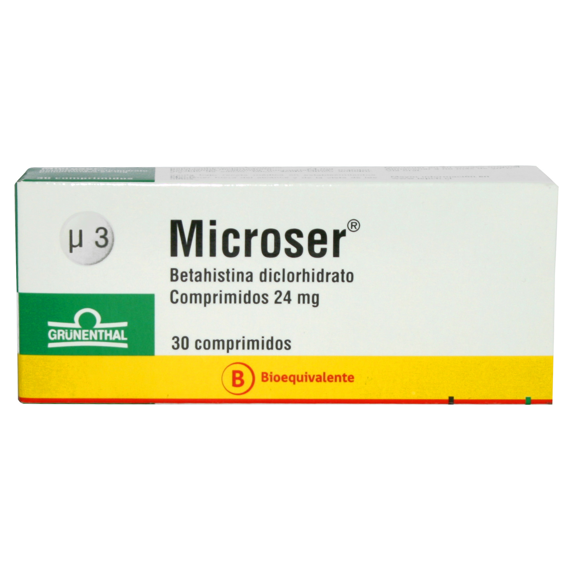 Microser Betahistina 24 mg 30 Comprimidos | Cruz Verde