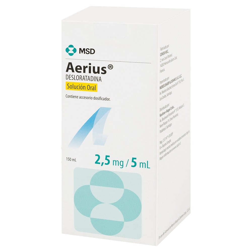 Aerius Solucion Oral Frasco Con Dosificador 2,5mg/5mL 150 mL | Cruz Verde