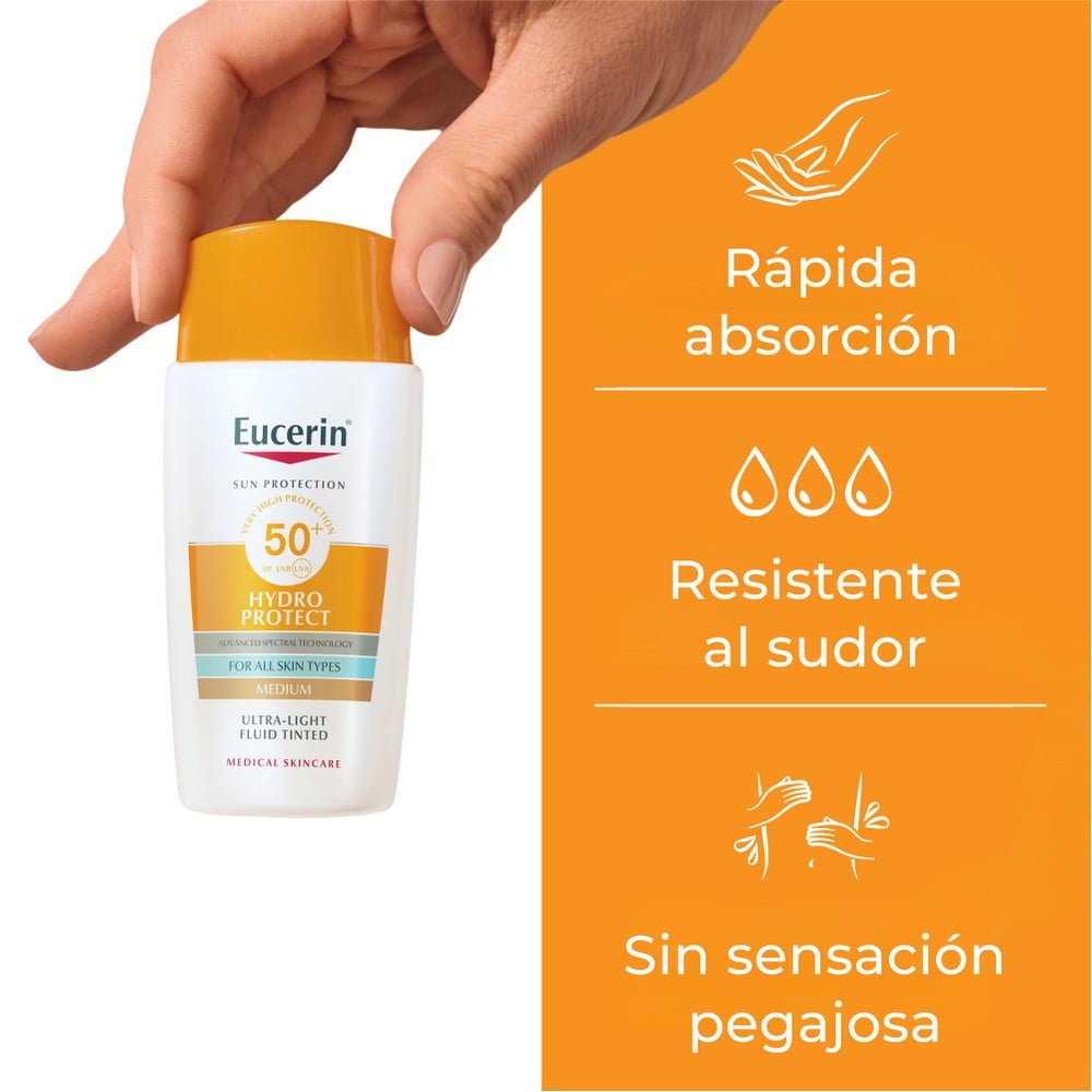 Eucerin Sun Face Hydro Fluid Tono Medio Spf50 50 Ml Cruz Verde
