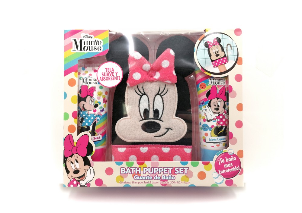 Minnie Mouse Guante Baño + Shampoo 3 En 1 100 mL + Jabón Líquido 100 mL ...