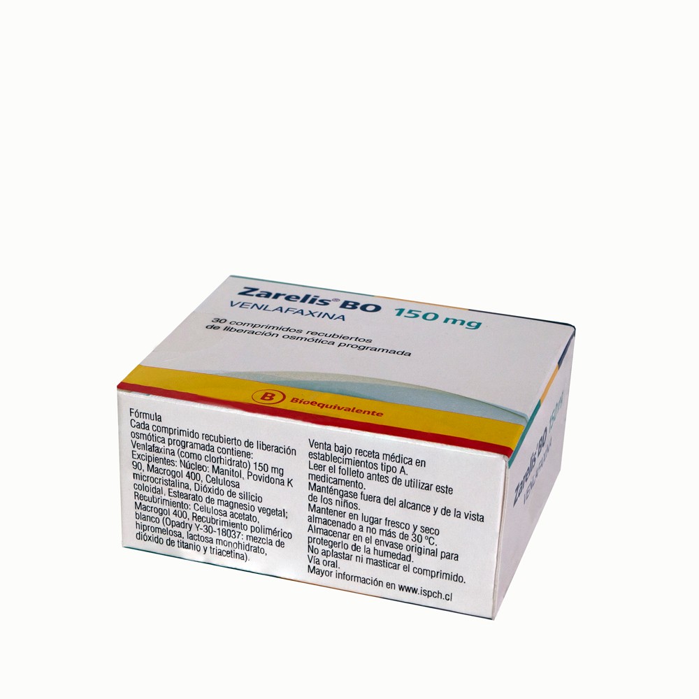 Zarelis Bo Venlafaxina 150mg 30 Comprimidos Recubiertos | Cruz Verde
