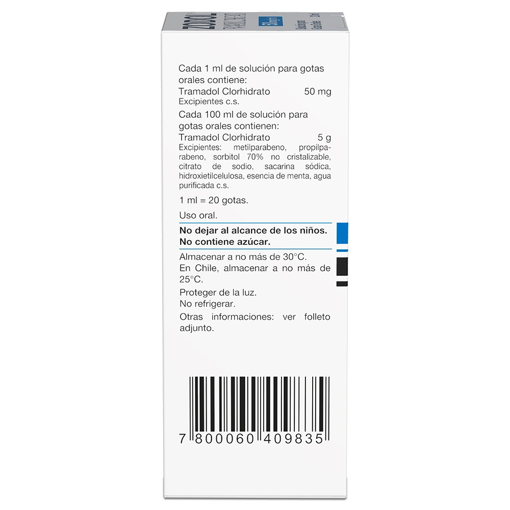 Zodol Tramadol Clorhidrato 50 mg Gotas 20 mL | Cruz Verde