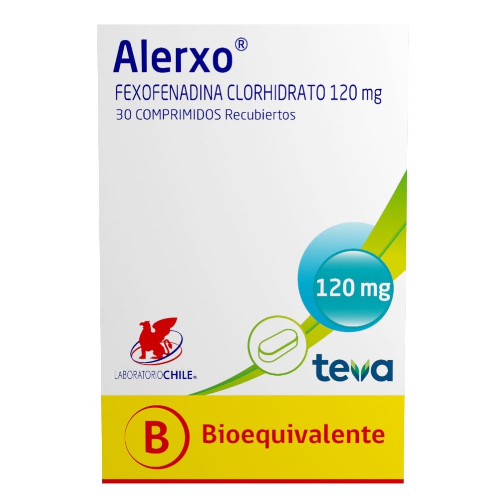 Alerxo Fexofenadina Clorhidrato 120 mg 30 Comprimidos Recubiertos ...